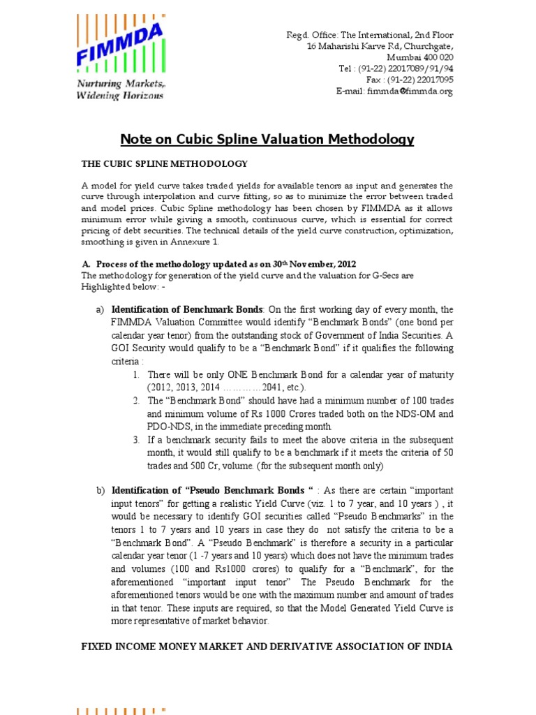 FIMMDA Valuation Methodology | PDF | Bonds (Finance) | Market Liquidity