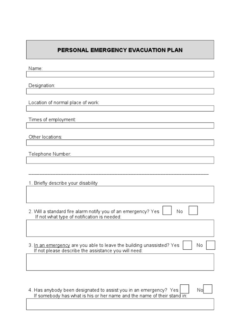 Personal Emergency Evacuation Plan | PDF | Career & Growth