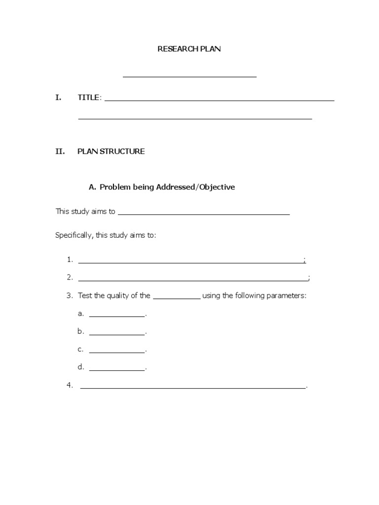 Research Plan For Science Investigatory Projects | PDF | Research ...