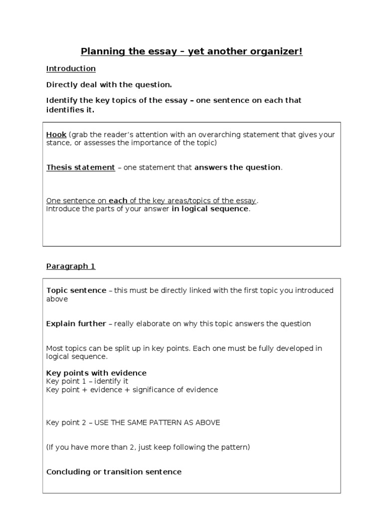 Essay Planning Guide and Structure | PDF
