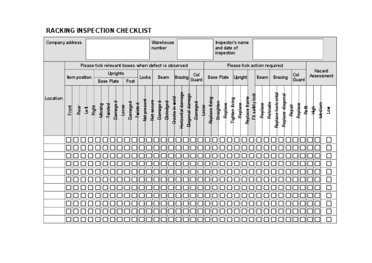 Racking Inspection Checklist | PDF
