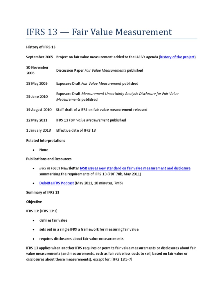 IFRS 13 GÇö Fair Value Measurement | PDF | Fair Value | International ...