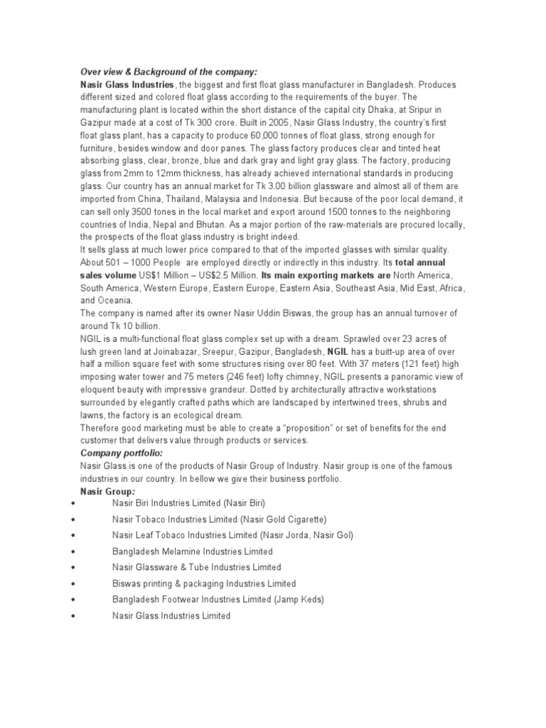Overview of Nasir Glass Industries | PDF | Brand | Mirror