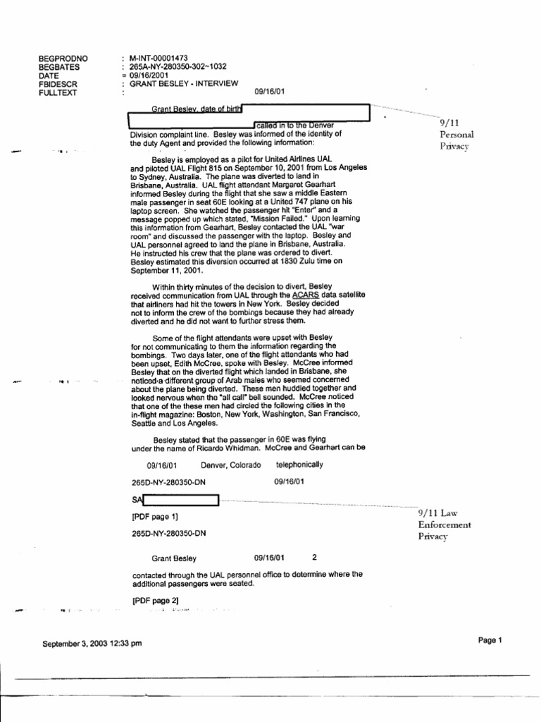 T7 B11- FBI 302s ACARS Fdr- Entire Contents- FBI 302 s | Dispatcher ...