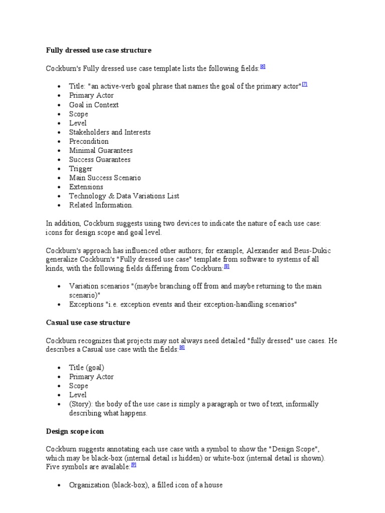 Cockburn's Fully Dressed Use Case Guide | PDF | Use Case | Computing