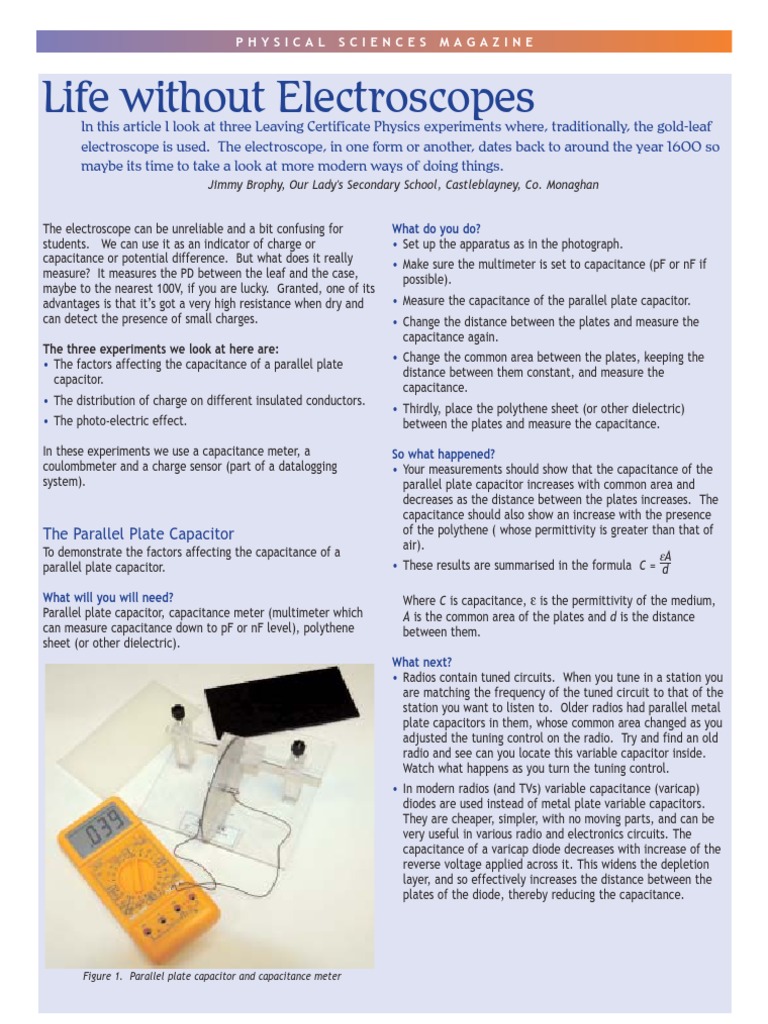 Modern Experiments with Electroscopes | PDF | Capacitor | Materials Science