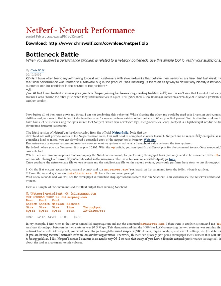NetPerf User Guide | Download Free PDF | Computer Network | Port (Computer Networking)