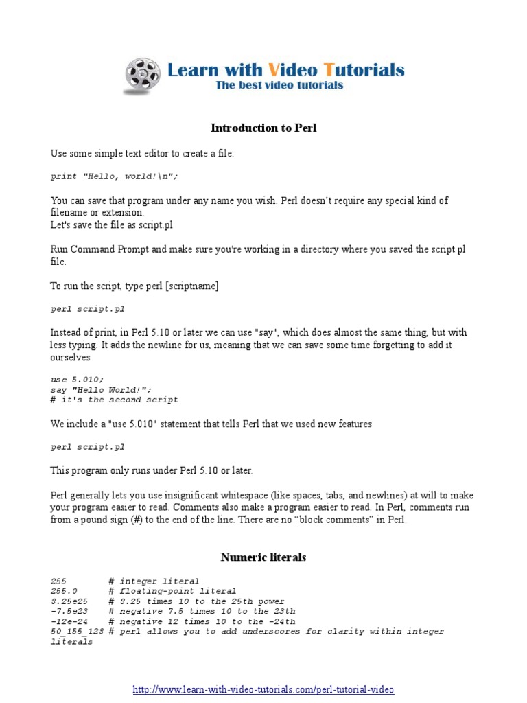 Perl Tutorial | PDF | Control Flow | String (Computer Science)
