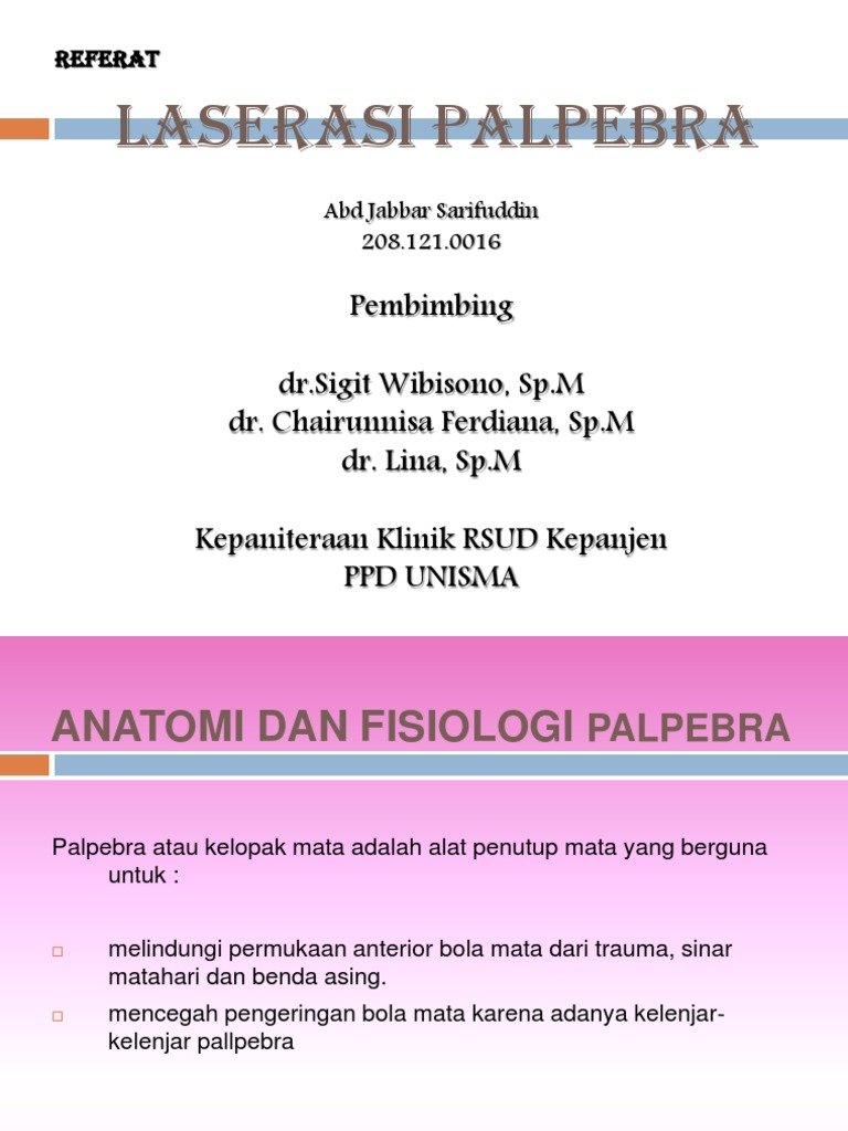 Referat Laserasi Palpebra Sendy | PDF