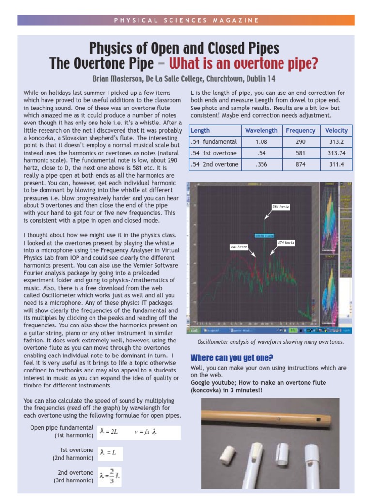 Physics of The Overtone Pipe | PDF | Harmonic | Waves