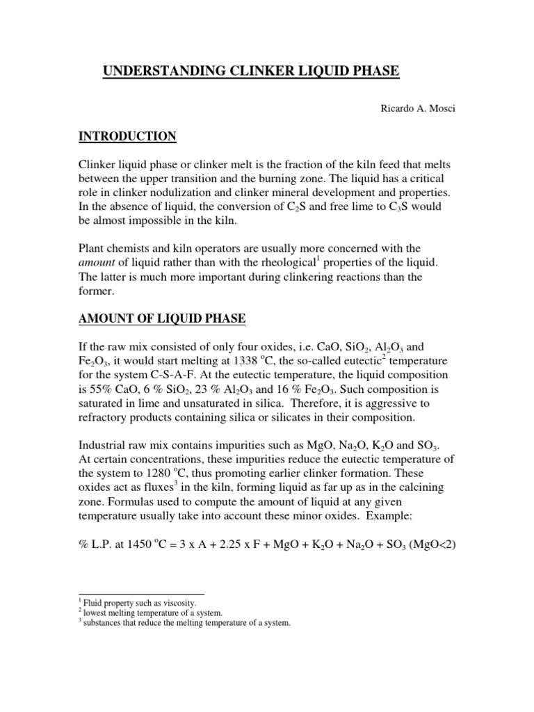 Clinker Liquid Phase Dynamics in Kilns | PDF | Cement | Silicon Dioxide