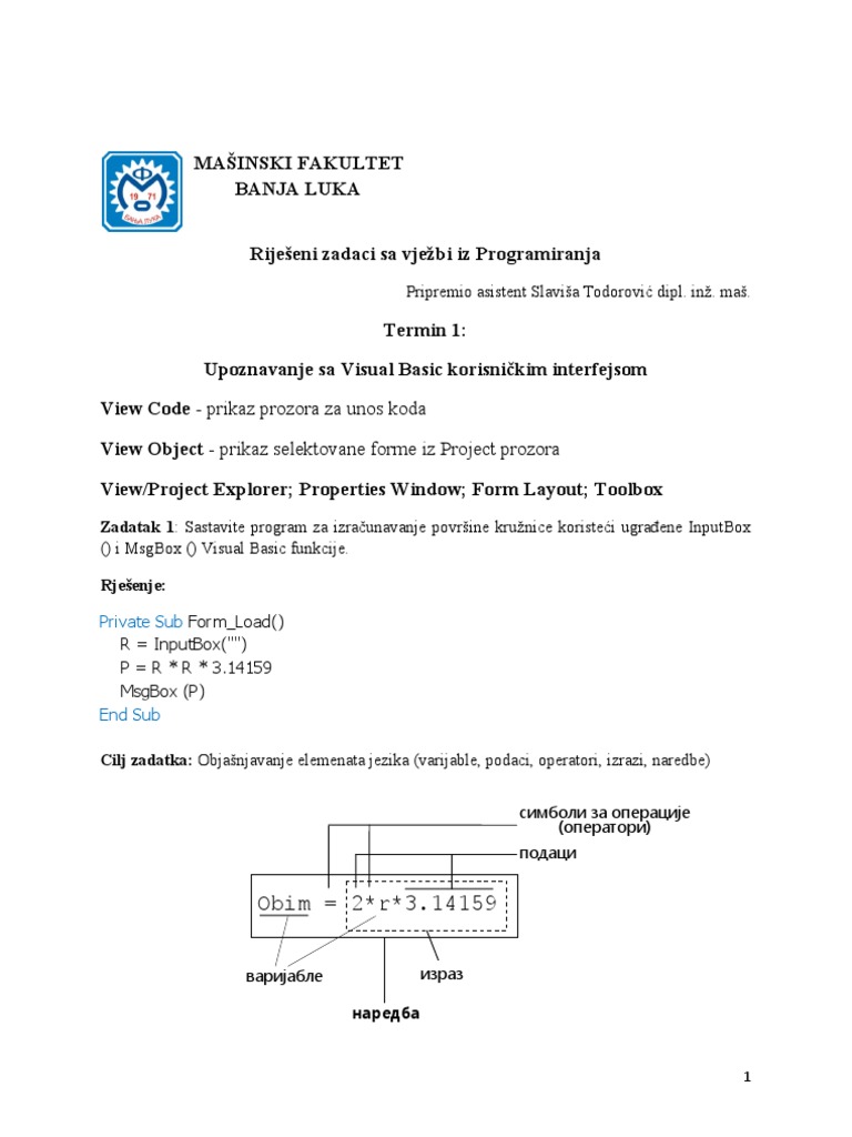 Programiranje - Vjezbe - Rijeseni Zadaci | PDF