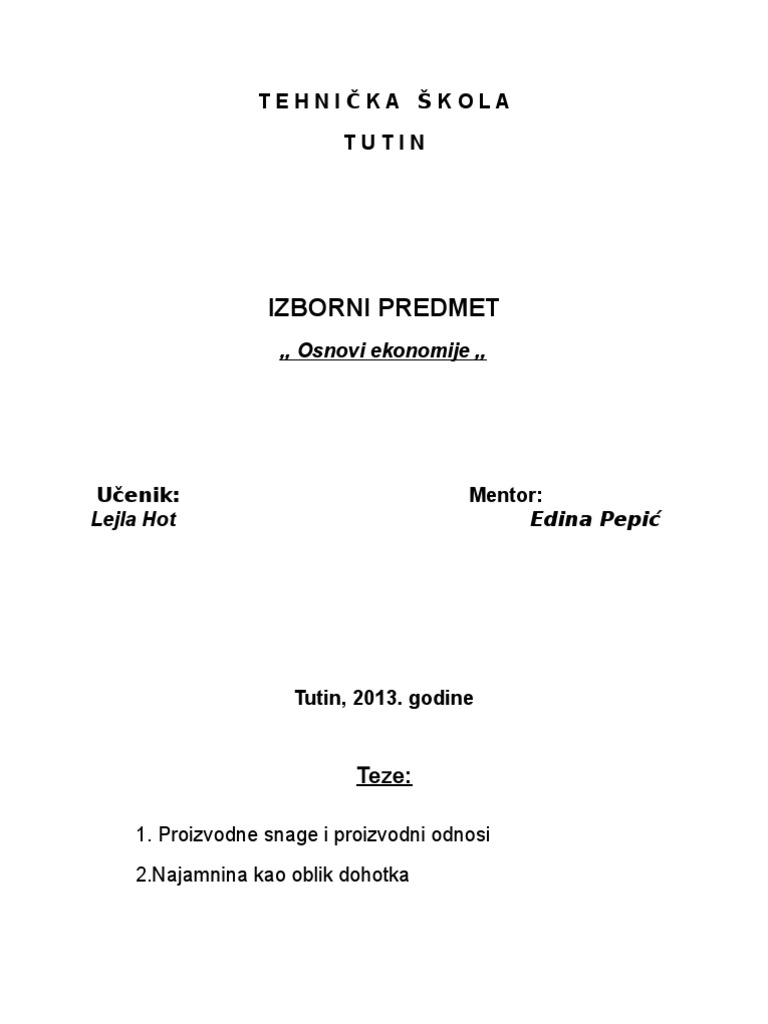 Osnovi Ekonomije | PDF