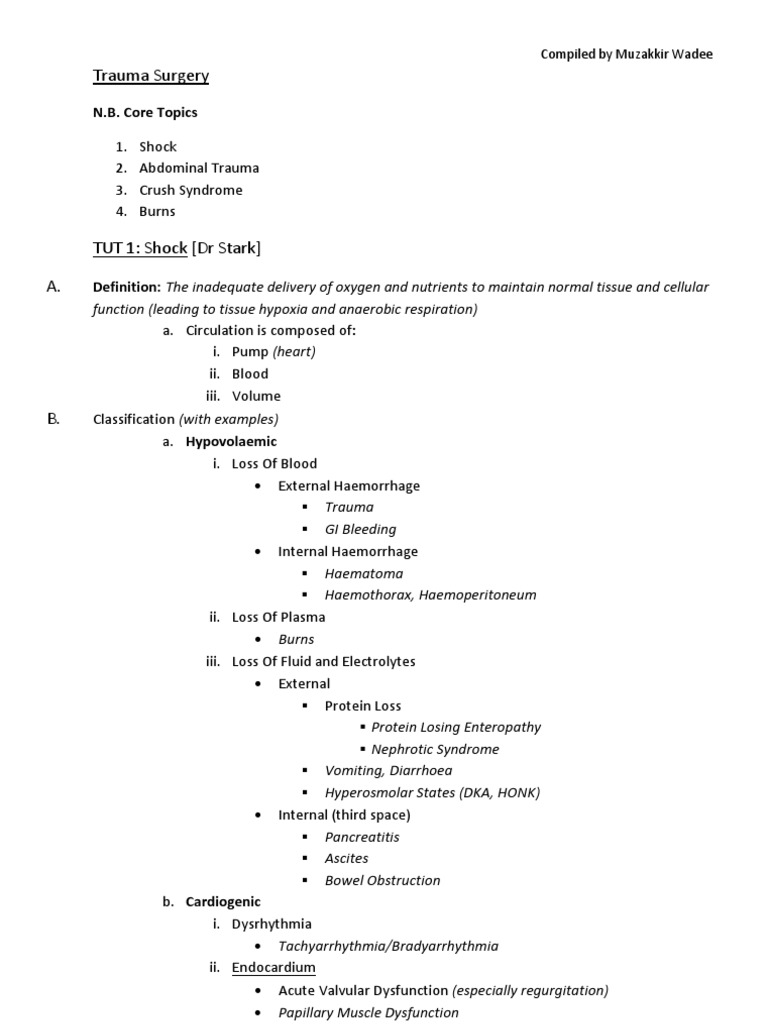 Trauma Surgery (01) - Shock | PDF | Shock (Circulatory) | Blood Pressure