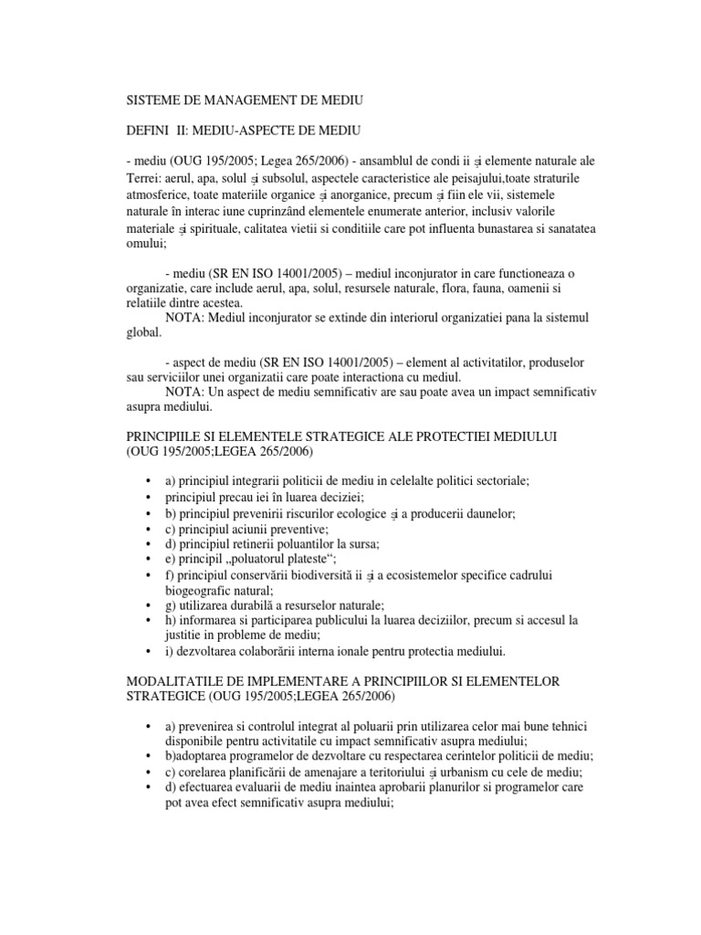 Sisteme de Management de Mediu | PDF