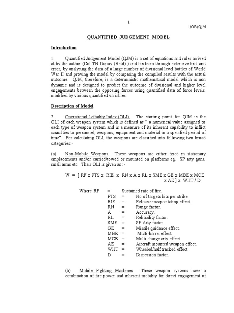 Quantified Judgement Models | PDF | Tanks | Artillery