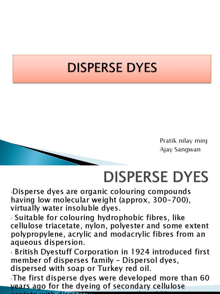 A Comprehensive Overview of Disperse Dyes: Their Properties ...