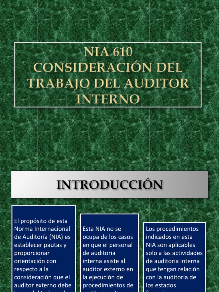 Nia 610 | PDF | Contralor | Auditoría financiera