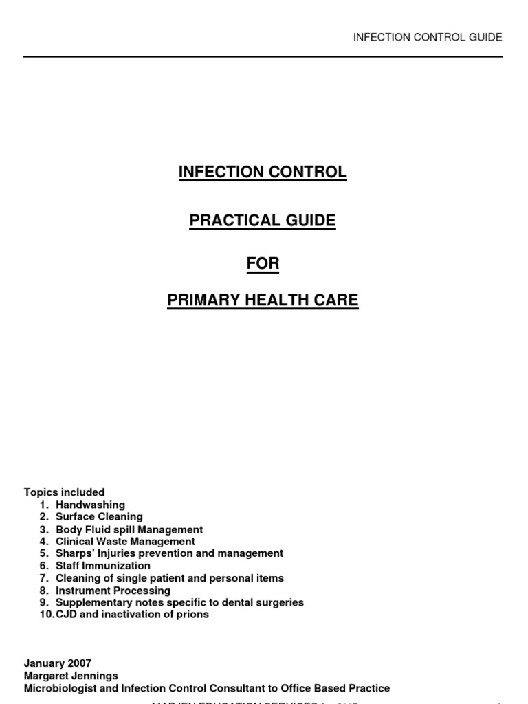 Infection Control Manual Jan 07 | PDF | Hand Washing | Disinfectant