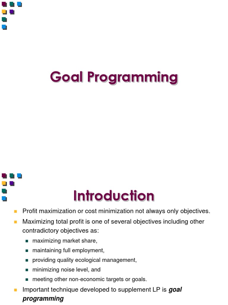 1. Goal Programming | Loss Function | Applied Mathematics