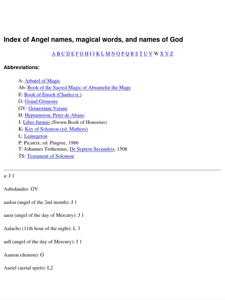 Angel Names & Magical Words Index | PDF | Gabriel | Angel