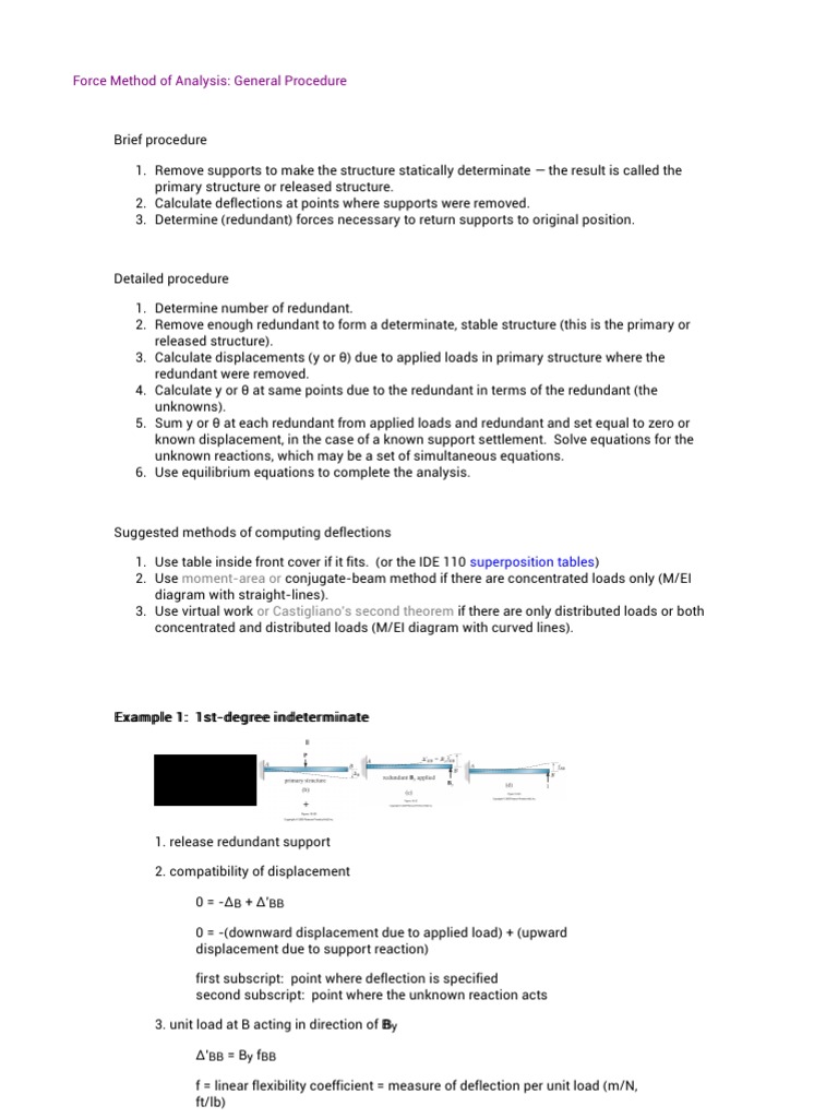 01 - Force Method of Analysis General Procedure | PDF | Structural ...