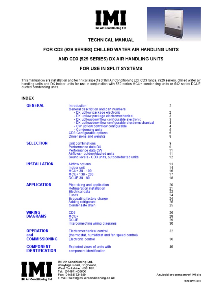 IMI CD3 MCU Tech Manual PDF | PDF | Air Conditioning | Duct (Flow)