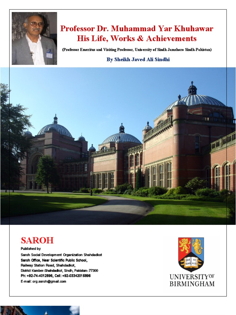 Professor Dr. Muhammad Yar Khuhawar - His Life, Works & Achievements ...