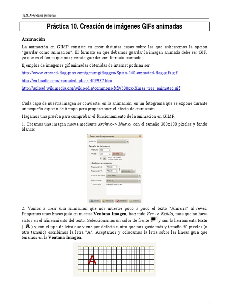 Práctica 10 - Creación de GIFs Animados | PDF | Animación | Imagen
