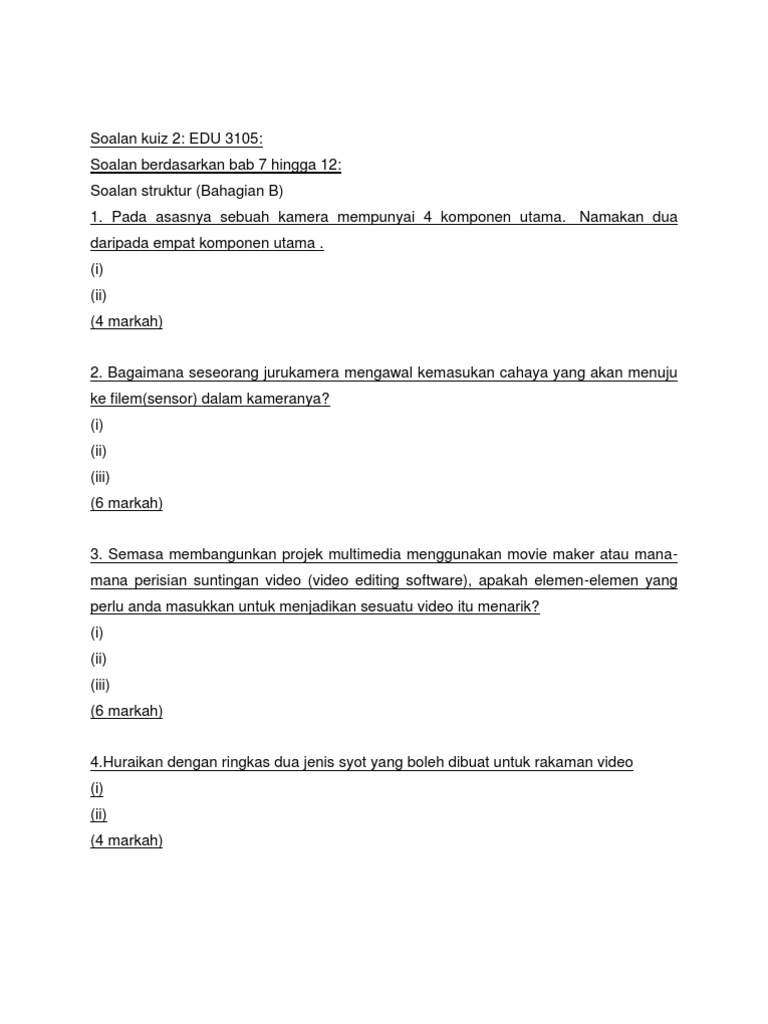 Contoh Soalan - Kuiz 2 | PDF