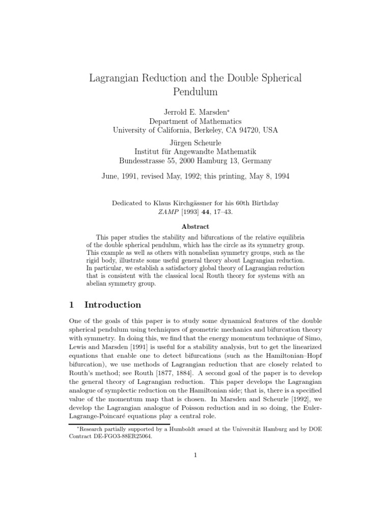 Double Spherical Pendulum PDF | PDF | Calculus Of Variations ...