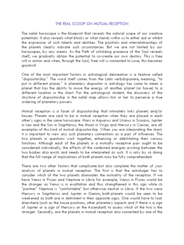 The Real Scoop On Mutual Reception | PDF | Planets In Astrology ...