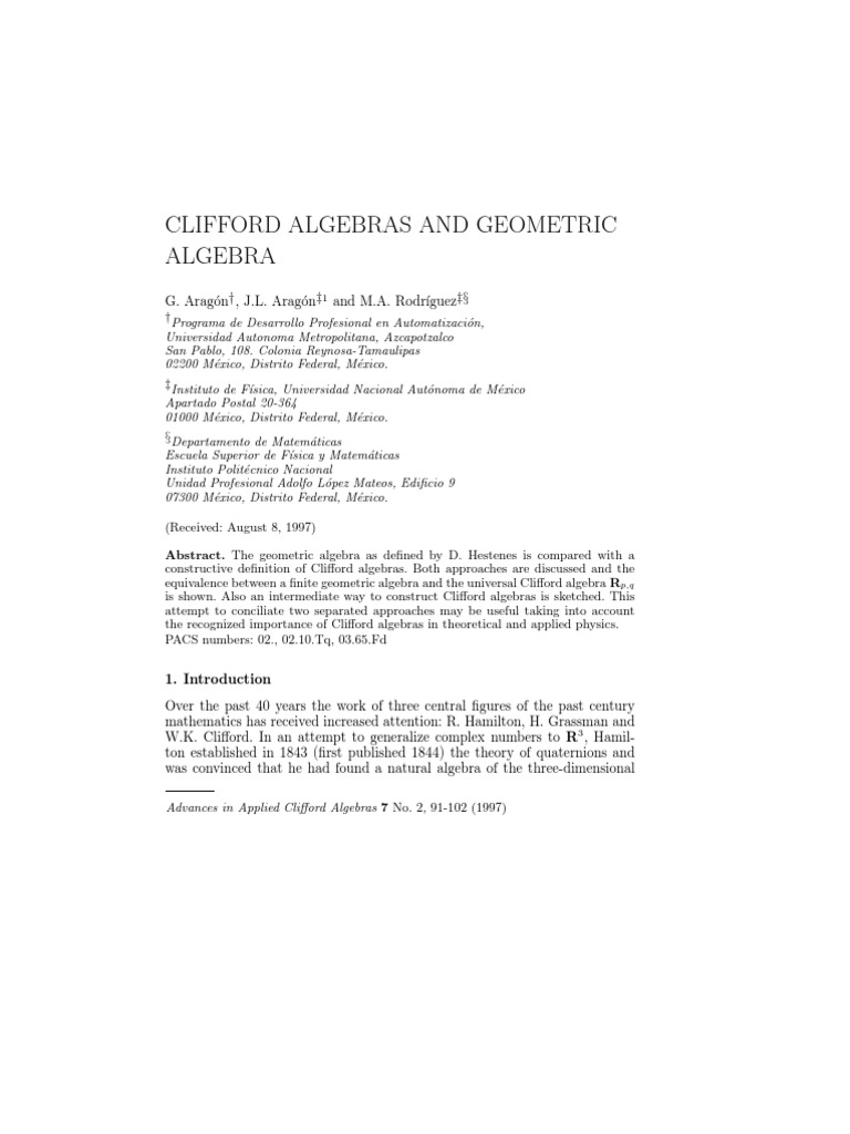 ARAGON72 Clifford Algebra | PDF | Vector Space | Basis (Linear Algebra)