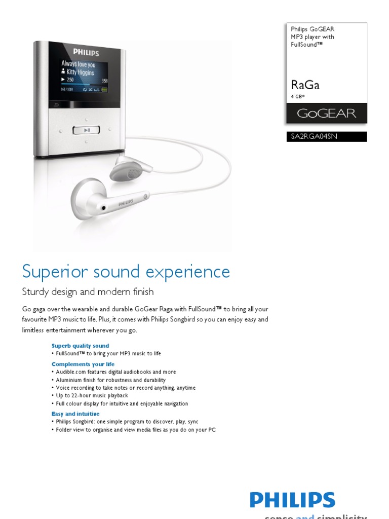 Philips GoGera RaGa Leaflet - Eng | PDF | Mp3 | Usb