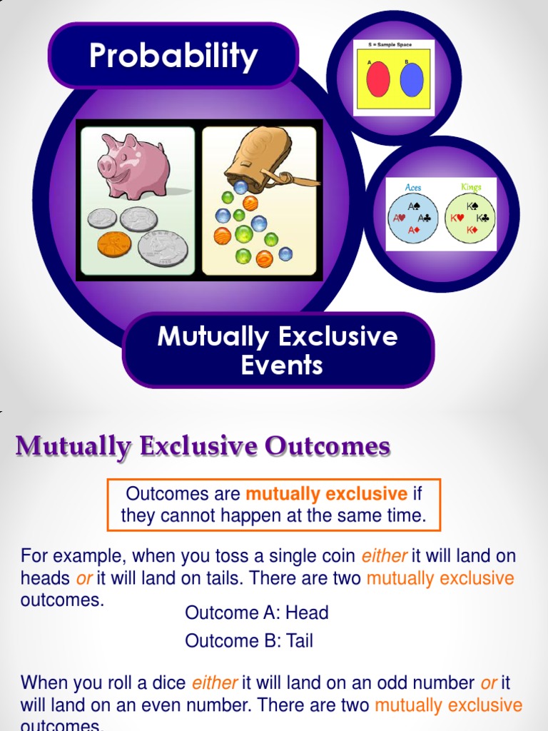 Mutually Exclusive Outcomes Mreadams | PDF | Probability | Logic