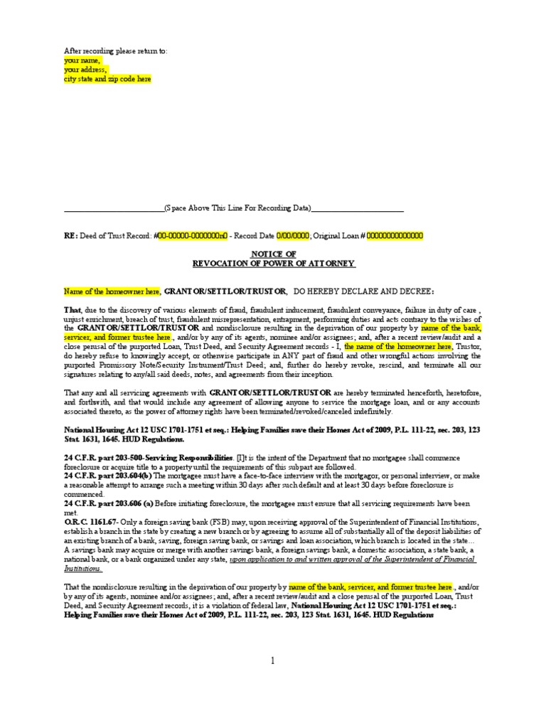 0000 AA - 1 Revocation of Power of Attorney Web | PDF | Power Of ...