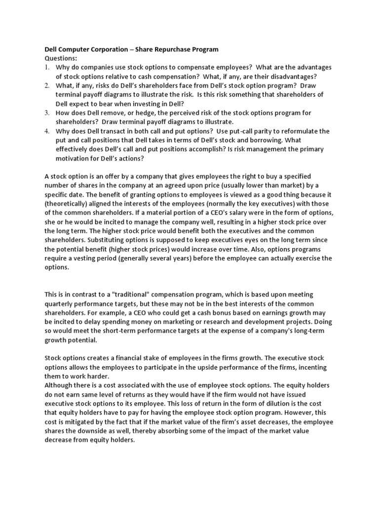 Dell Computer Corporation | PDF | Employee Stock Option | Option (Finance)