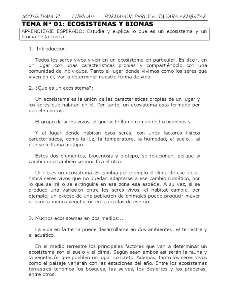 Los ecosistemas y biomas: conceptos fundamentales | PDF | Selva ...