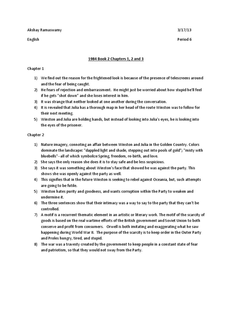 1984 Book 2: Chapters 1-3 Analysis | PDF | Social Issues (General ...