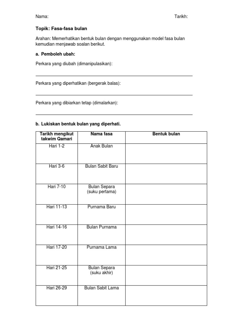 Latihan Fasa Bulan | PDF