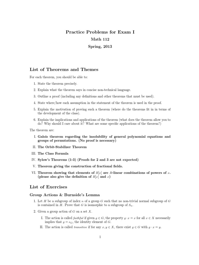 Practice Problems 112 | PDF | Ring (Mathematics) | Theorem