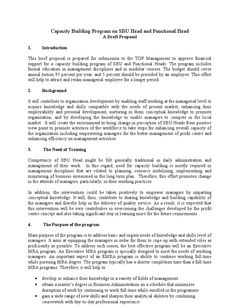 Proposal For Capacity Building | PDF | Master Of Business ...