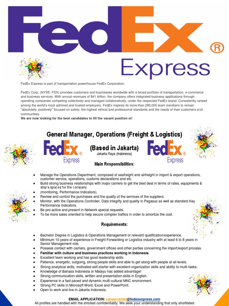 Job Advertisement Poster Example | PDF | Fed Ex | Logistics