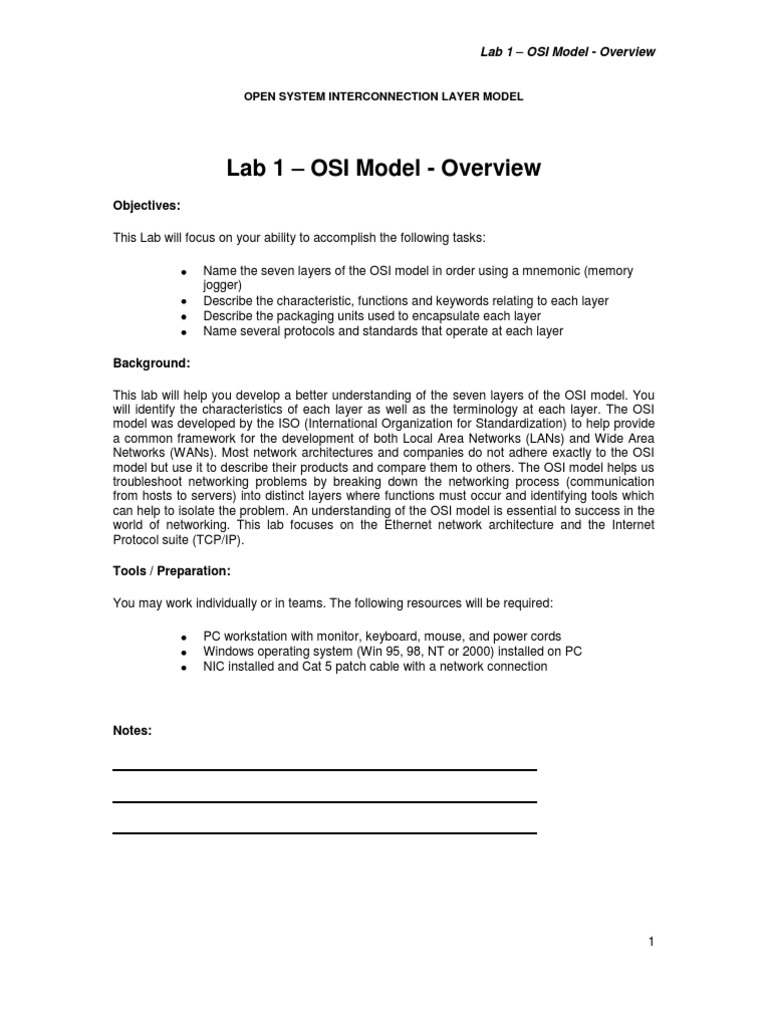 OSI Model Lab: Mnemonics & Layers | PDF | Osi Model | Internet Protocol ...