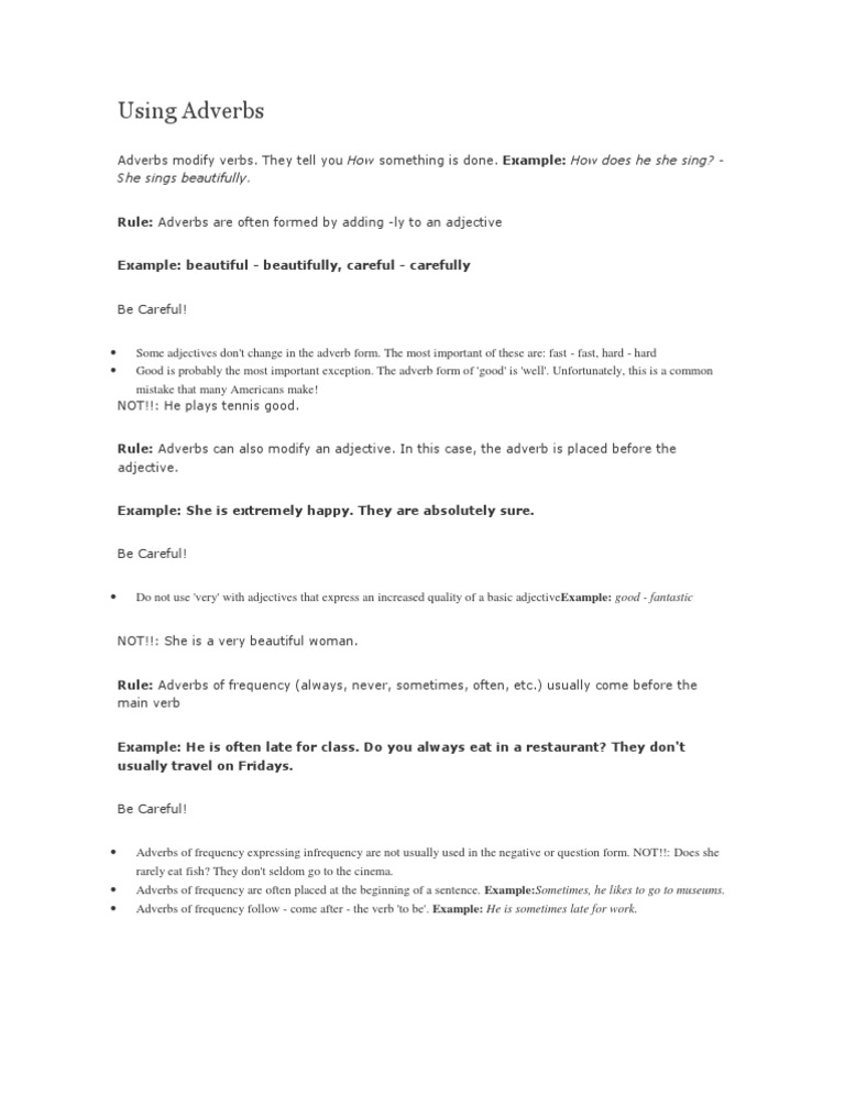 Using Adverbs: She Sings Beautifully | PDF | Language Arts & Discipline