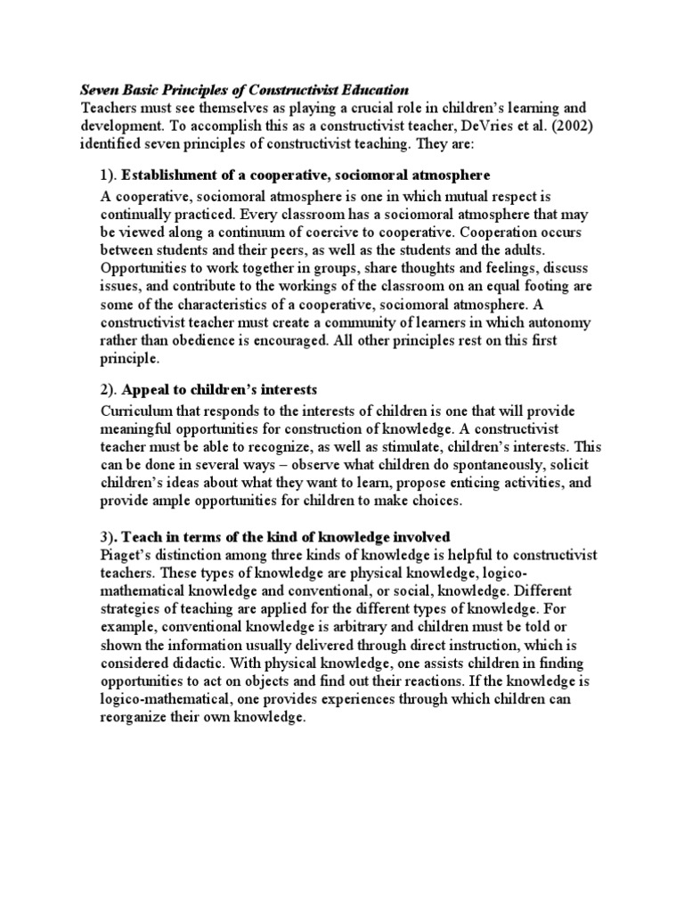 7 Basics Principles of Constructivist | PDF | Constructivism ...