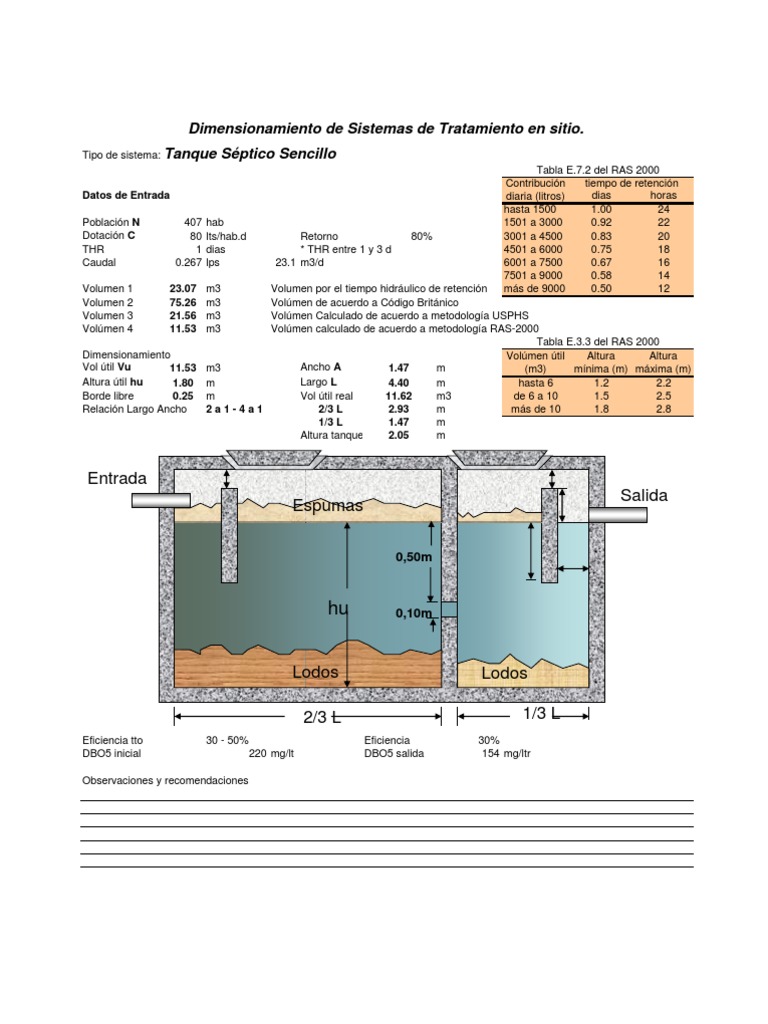 DISEÑO DE TANQUE SEPTICO | Agua | Ingeniería