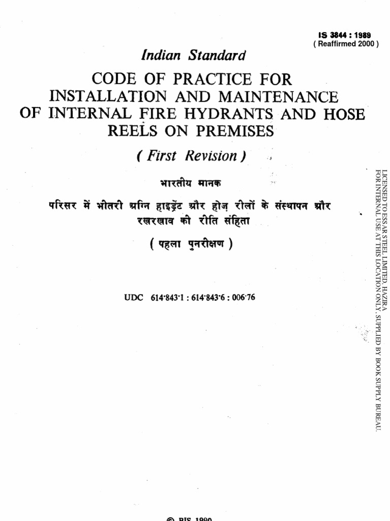 3844 - Installation of Internal Hydrants & Hose Reel | PDF | Pump | Valve