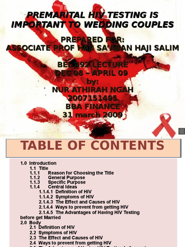 Premarital Hiv Testing Is Important To Wedding Couples | PDF