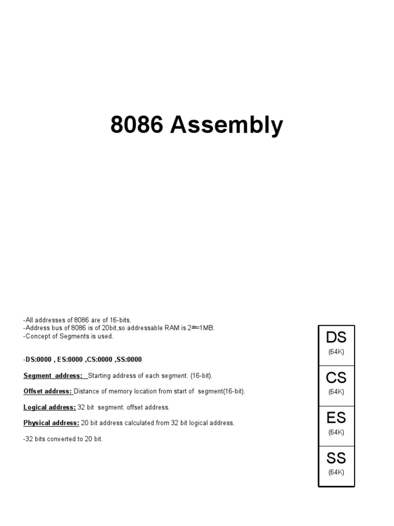 8086 Assembly 1 | PDF | Assembly Language | Subroutine